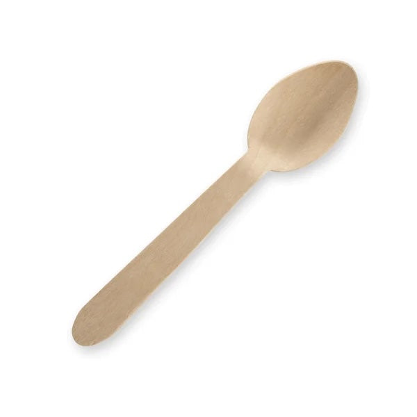 Biopak 10cm Unbranded Wooden Teaspoon Bulk Pack. – Paper Lane Packaging NZ