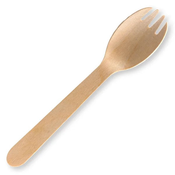 Biopak 16cm Unbranded Wooden Spork Bulk Pack – Paper Lane Packaging NZ