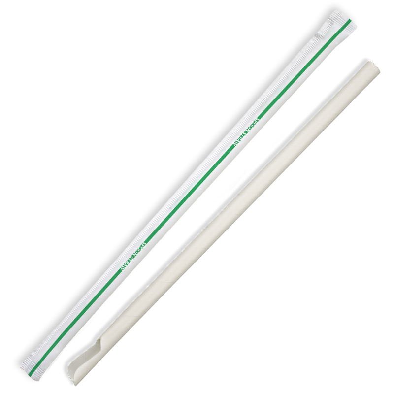 BioPak 8mm Individually Wrapped Spoon Straw – Paper Lane Packaging NZ